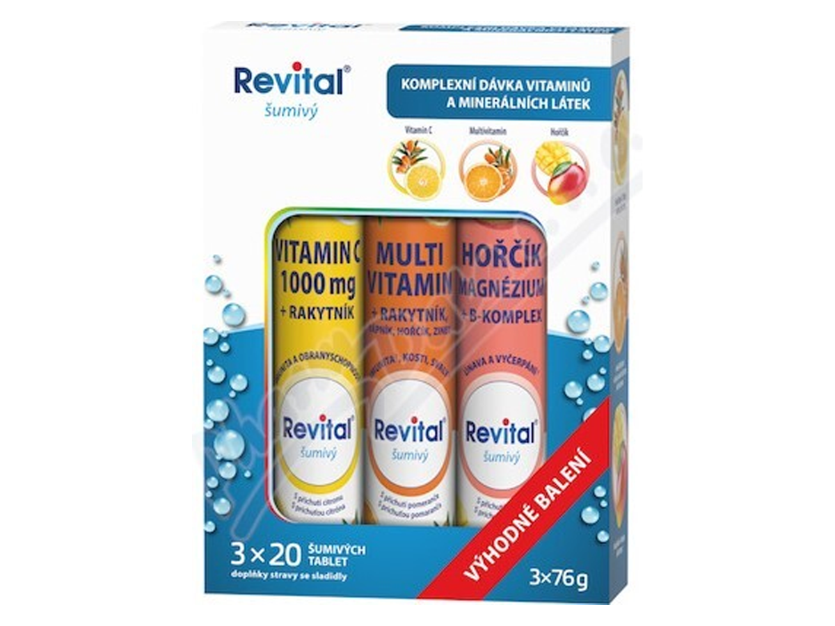 Revital C vitamin + Multivitamin + Hořčík 3x20 šumivých tablet ...